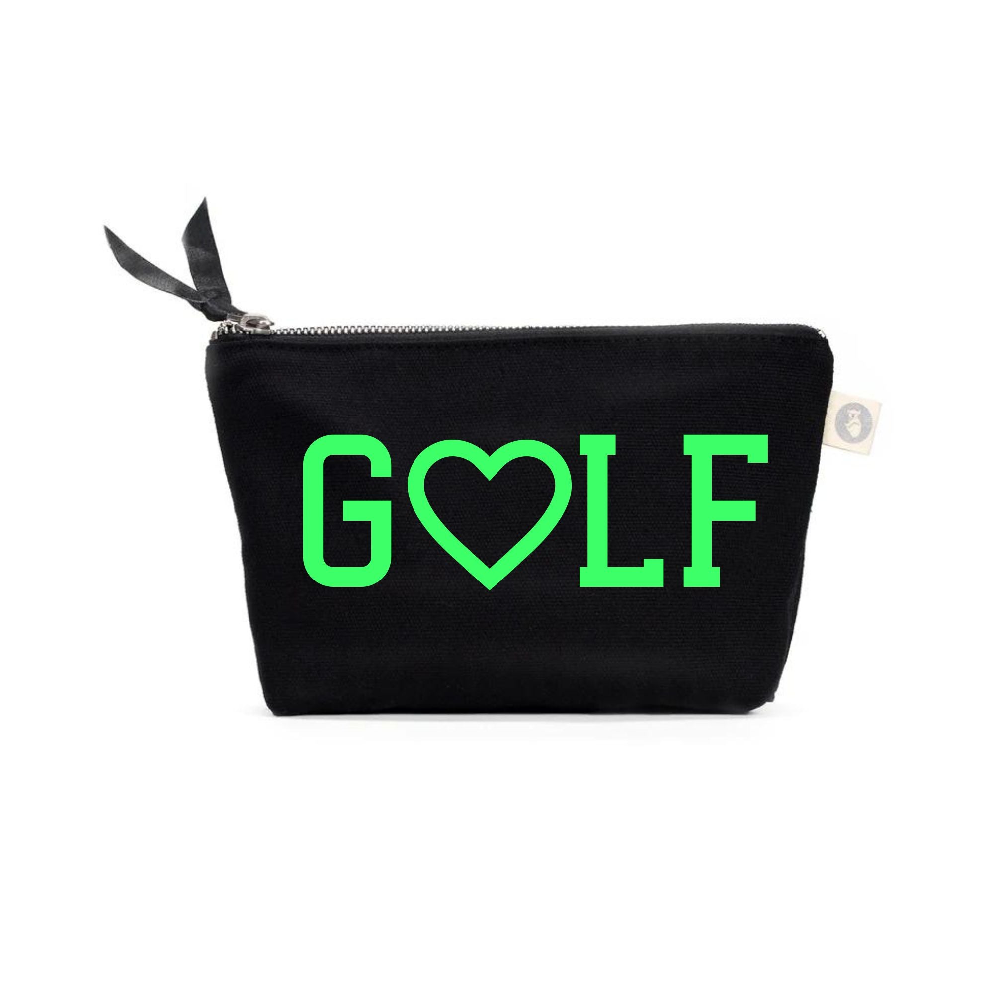 Black Makeup Bag- Neon Green GOLF (Heart) – Quilted Koala