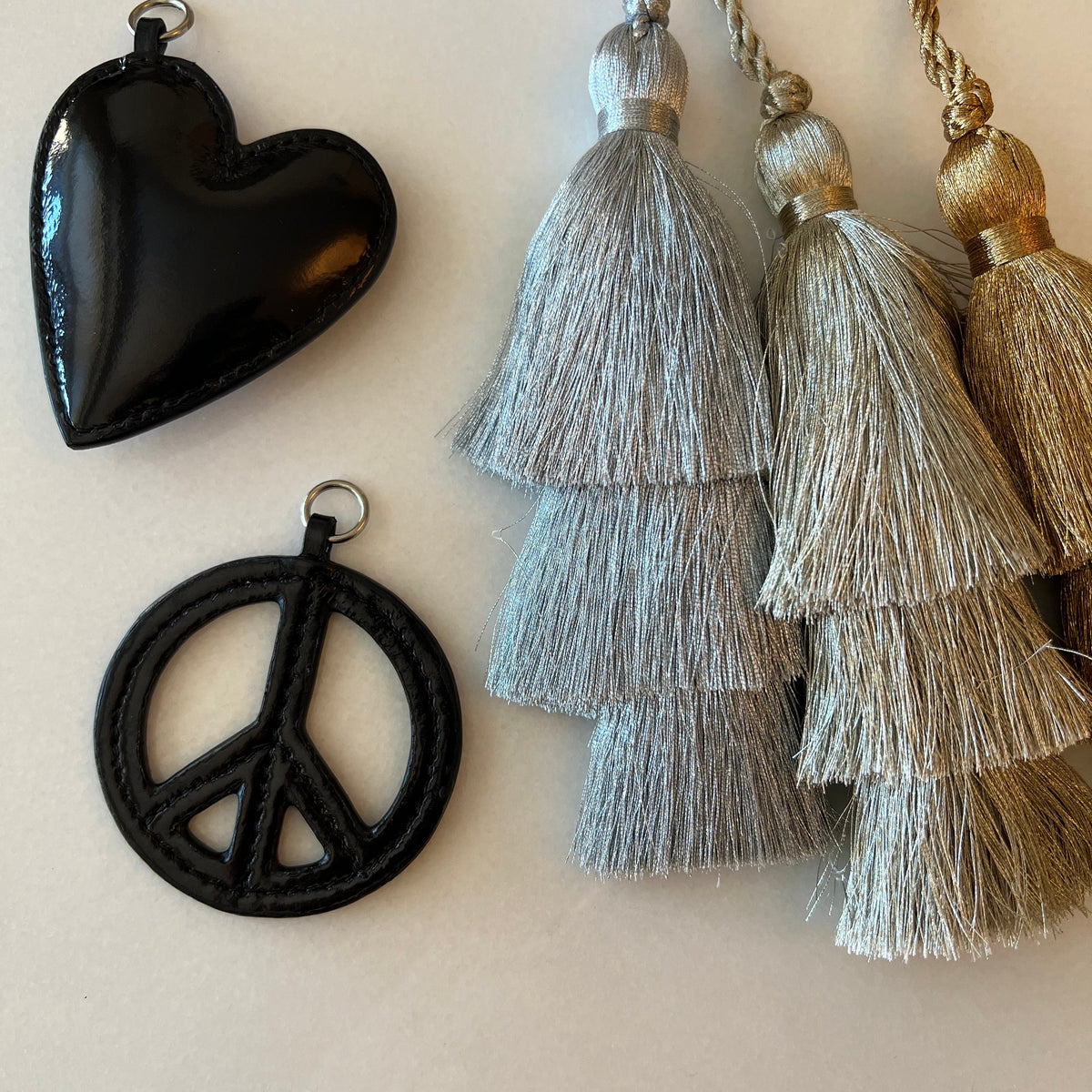 Set of Koala Charms- Black Heart and Peace Sign – Quilted Koala