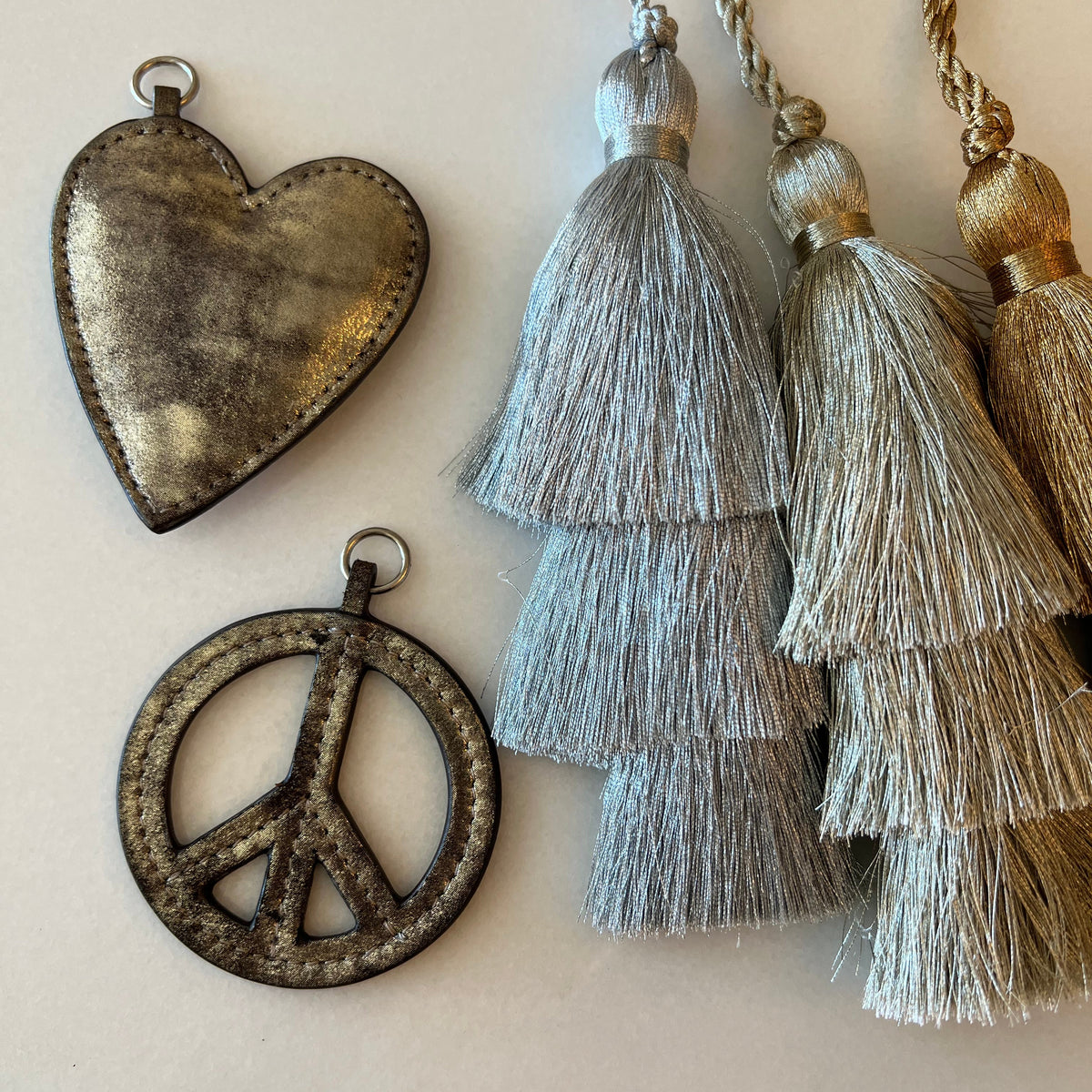 Set of Koala Charms- Gold Heart and Peace Sign – Quilted Koala